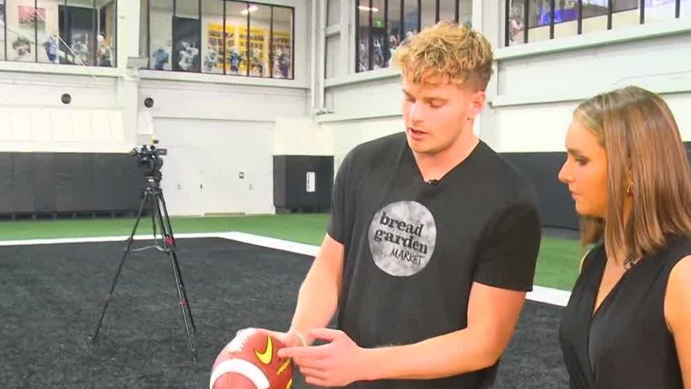 Watch: Tory Taylor teaches KCCI's Shannon Ehrhardt how to punt