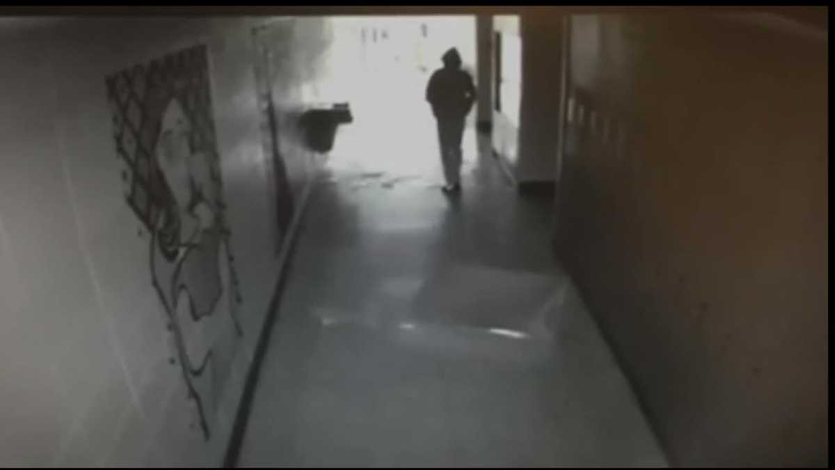 Video shows person falling through school skylight