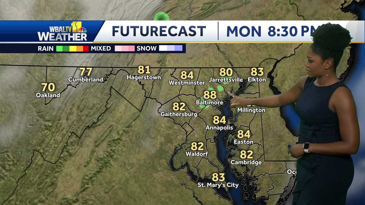 Stray shower possible, mostly clear and hot for Monday