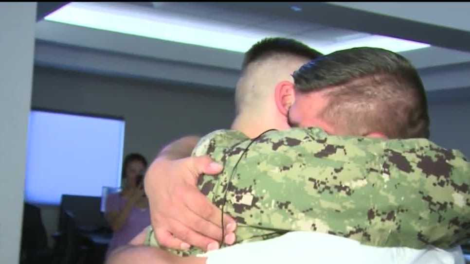US Navy corpsman reunited with family