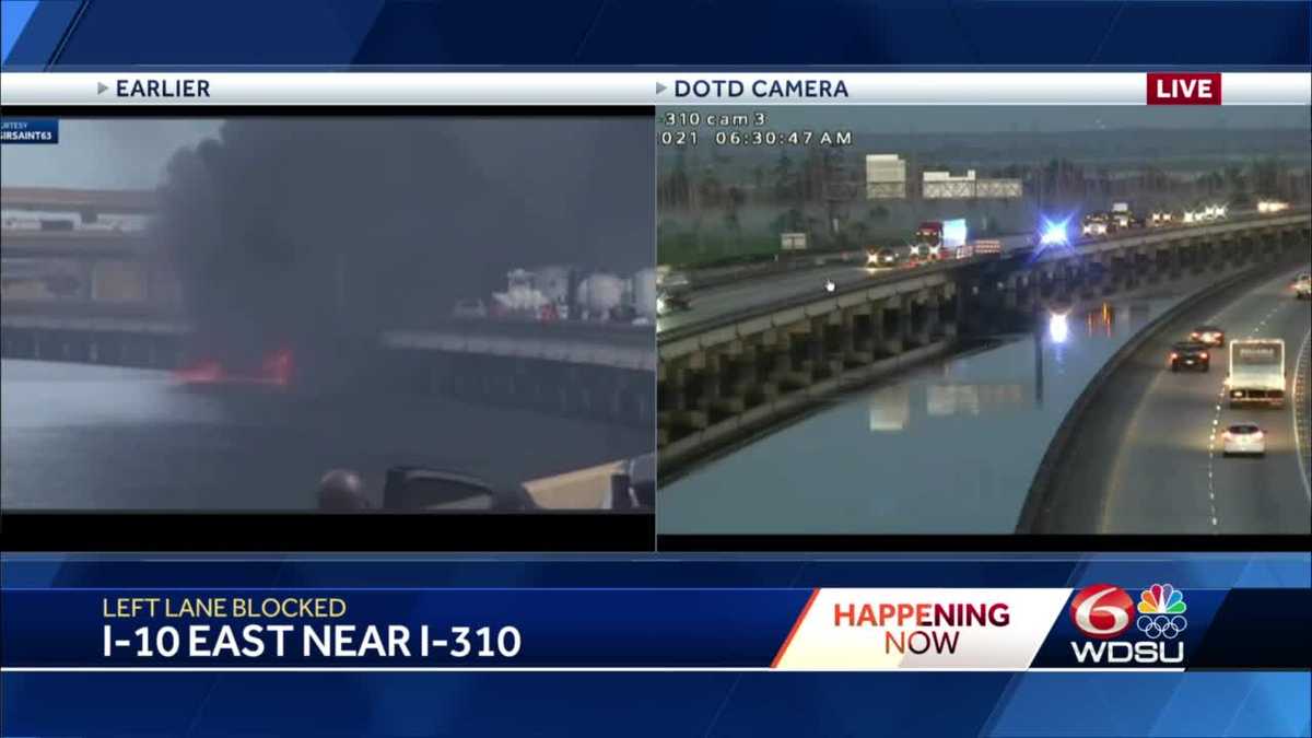 Left Lane On Bonnet Carre Spillway Remains Closed After Massive Truck Fire