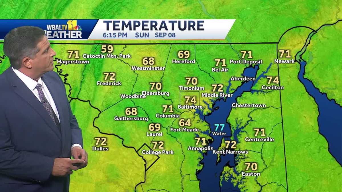 More chilly temps Sunday night before a sunny Monday