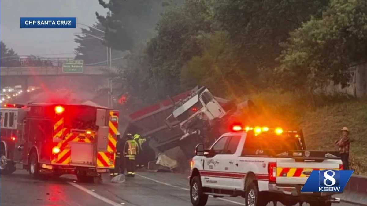 Semi truck crash temporarily closes ramp on Highway 1 in Calif.