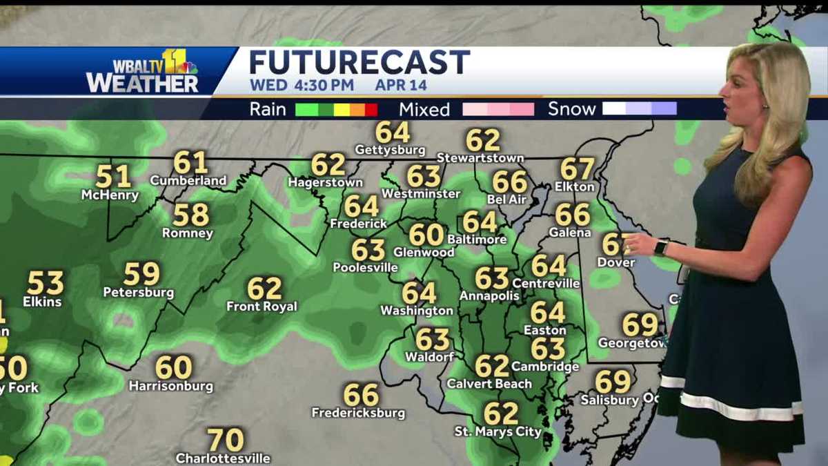 Showers arrive by midday Wednesday