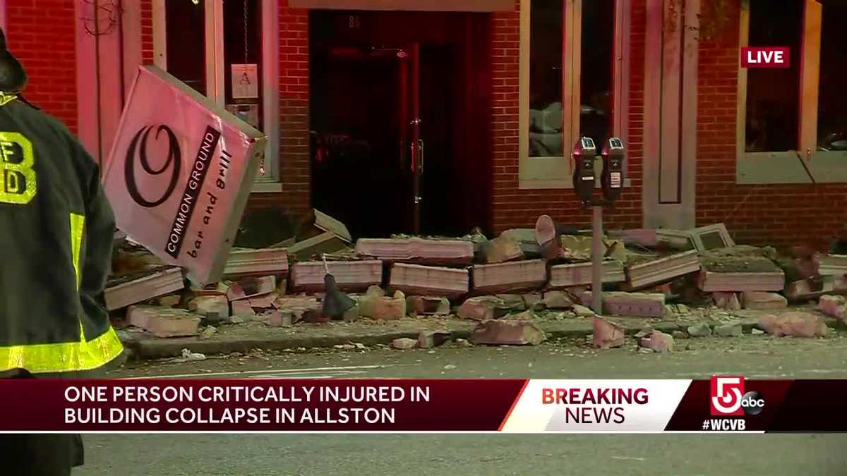 Victim critically injured after front of restaurant collapses