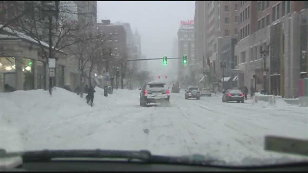 Massive snowbanks along Patriots parade route