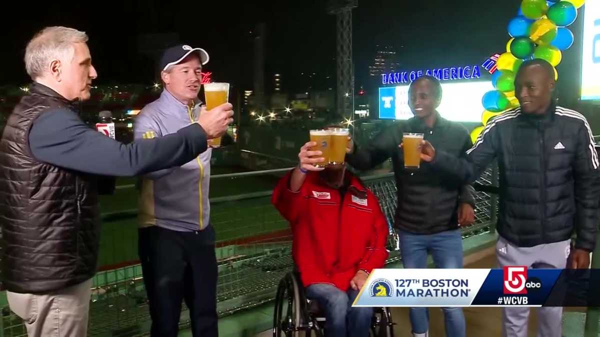 127th Boston Marathon champions celebrate at Fenway Park