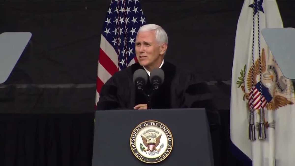 Raw Video Vice President Mike Pence Gives Commencement Speech At Grove