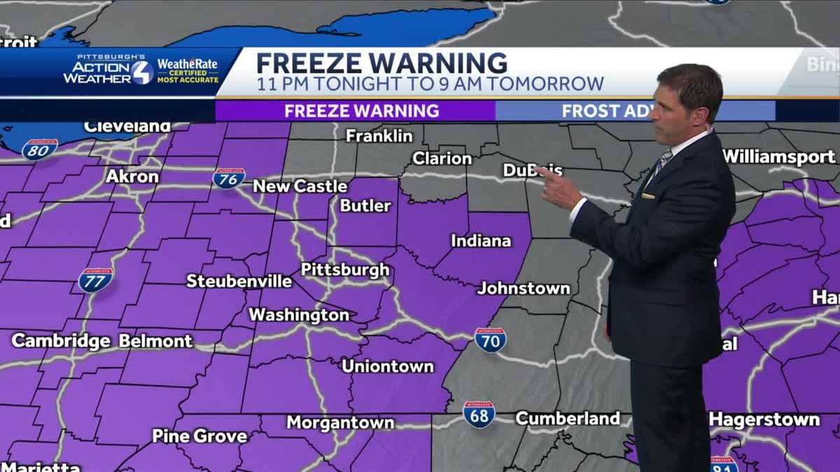 Pittsburgh weather: Freeze warning in western Pennsylvania