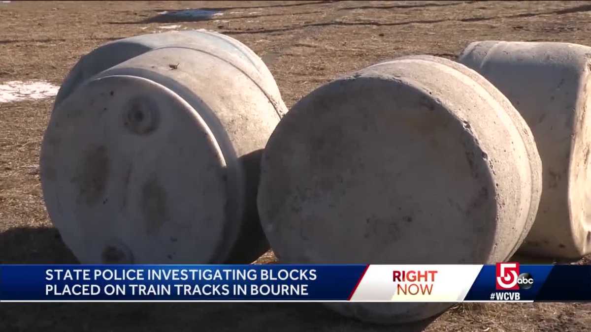 Police investigating after cement cylinders placed on Cape Cod train tracks