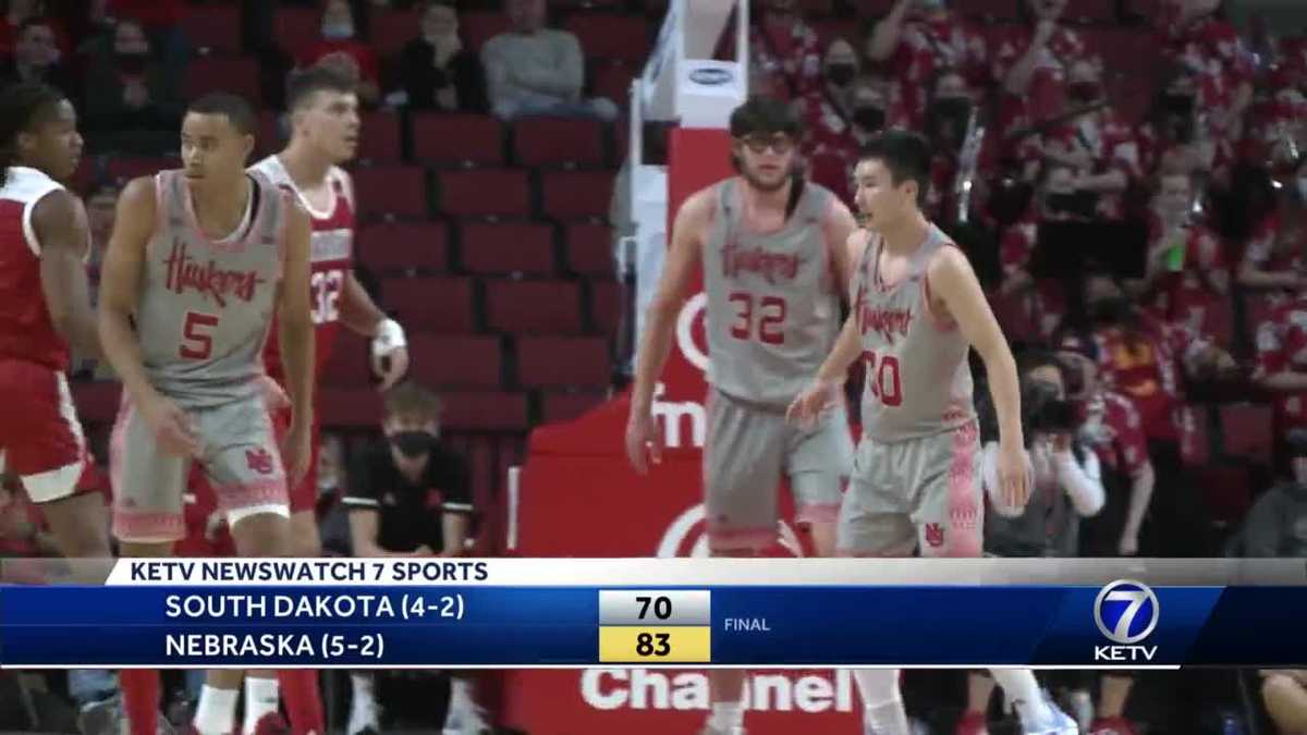 Nebraska finishes 7-game home stand with 83-70 win over South Dakota.