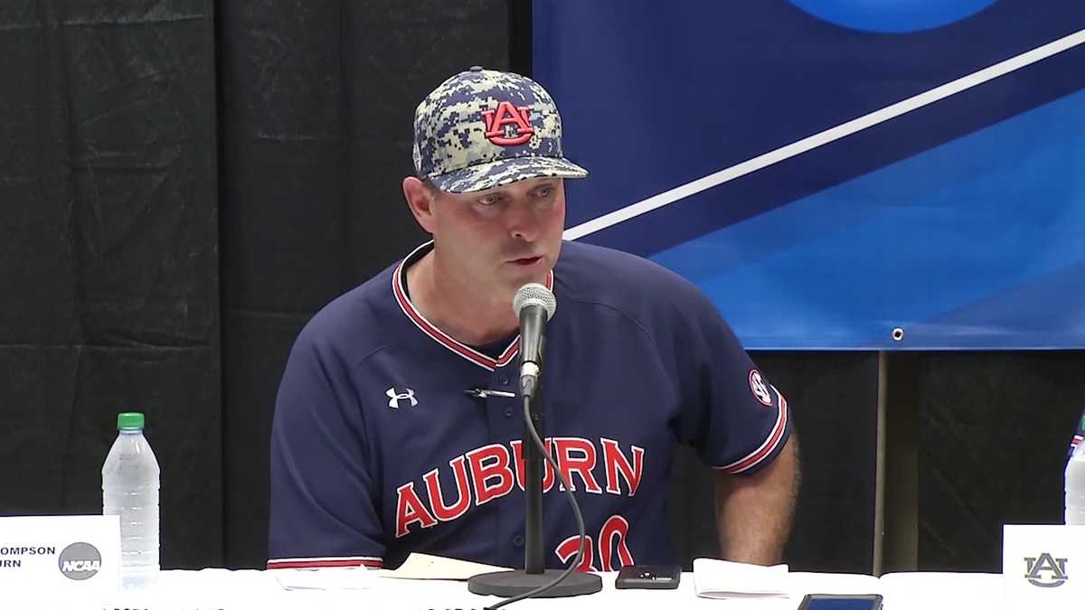 Auburn baseball coach Thompson comments on Super Regional game one win