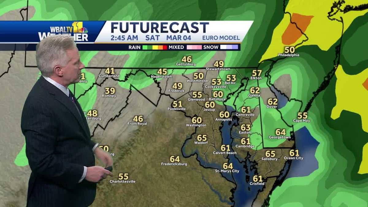 Rain clears out for Saturday as warm front passes through