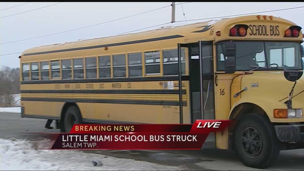 Truck hits school bus in Warren County, driver flown to hospital