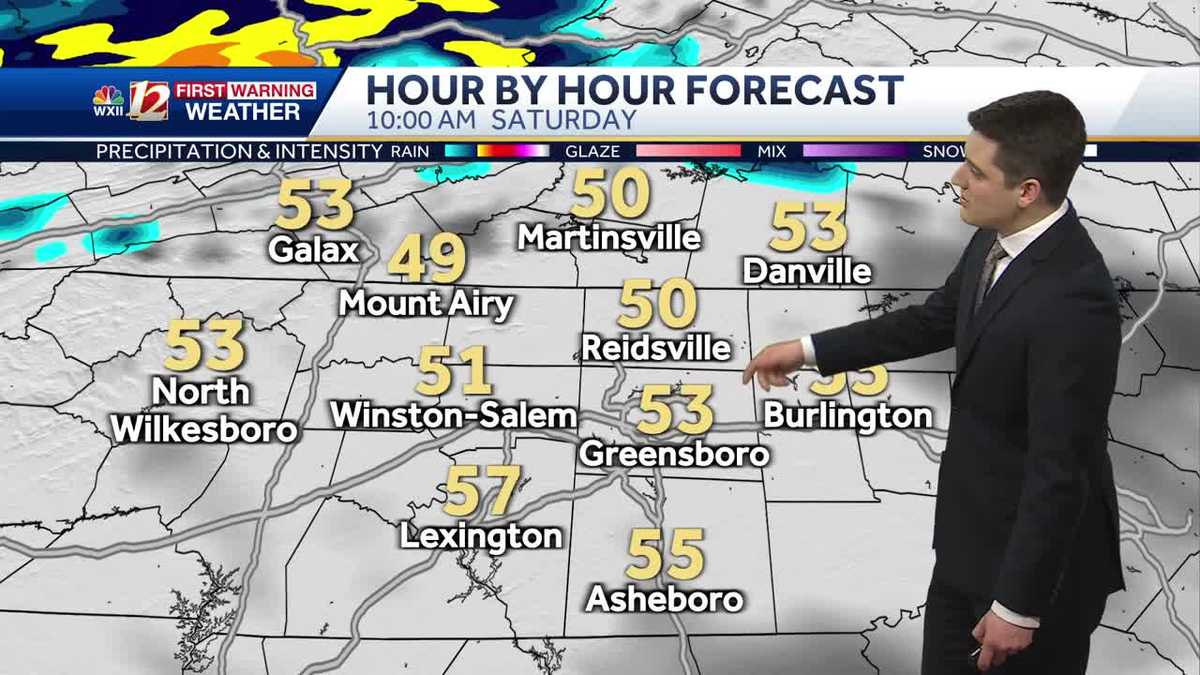 WATCH: Showers arrive Saturday afternoon, continuing off and on into Sunday
