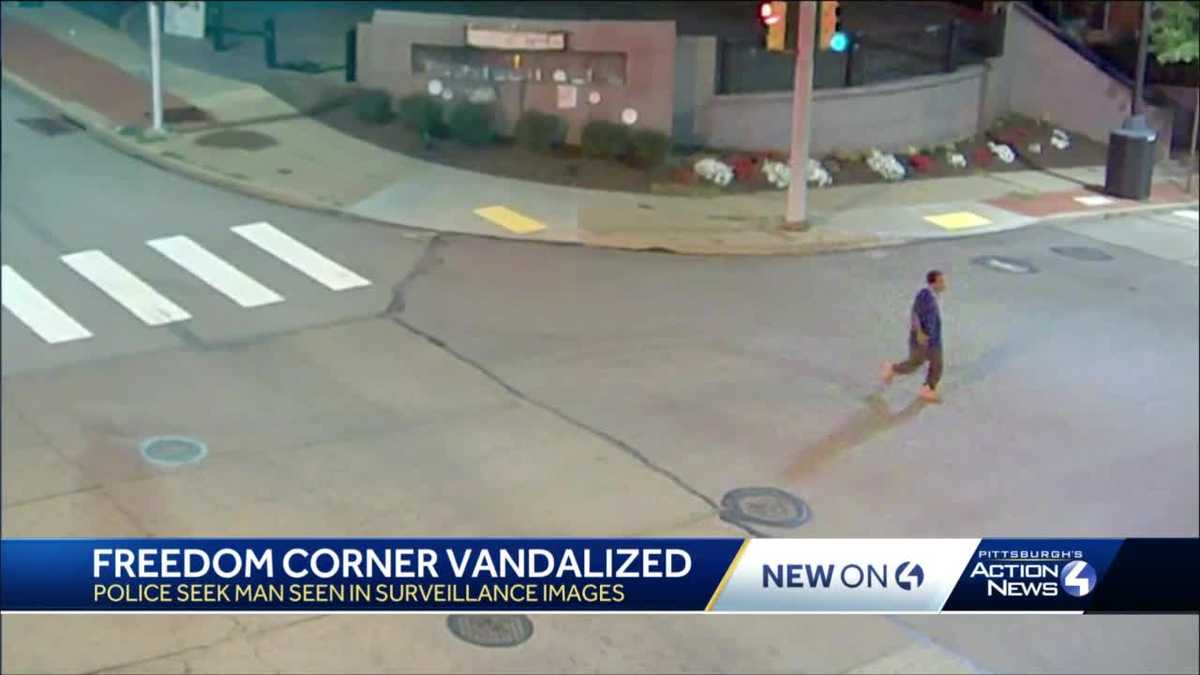 Pittsburgh police search for man accused of vandalizing Freedom Corner