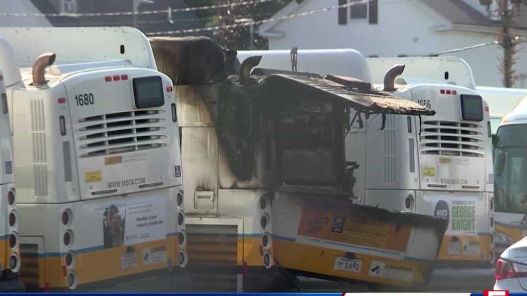 2 employees sent to hospital after MBTA bus catches fire