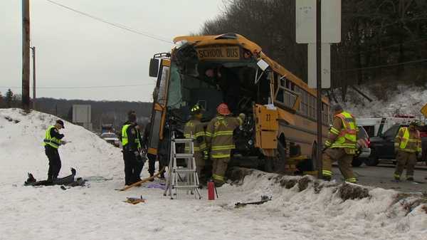 Raw video: School bus badly damaged in Butler County crash