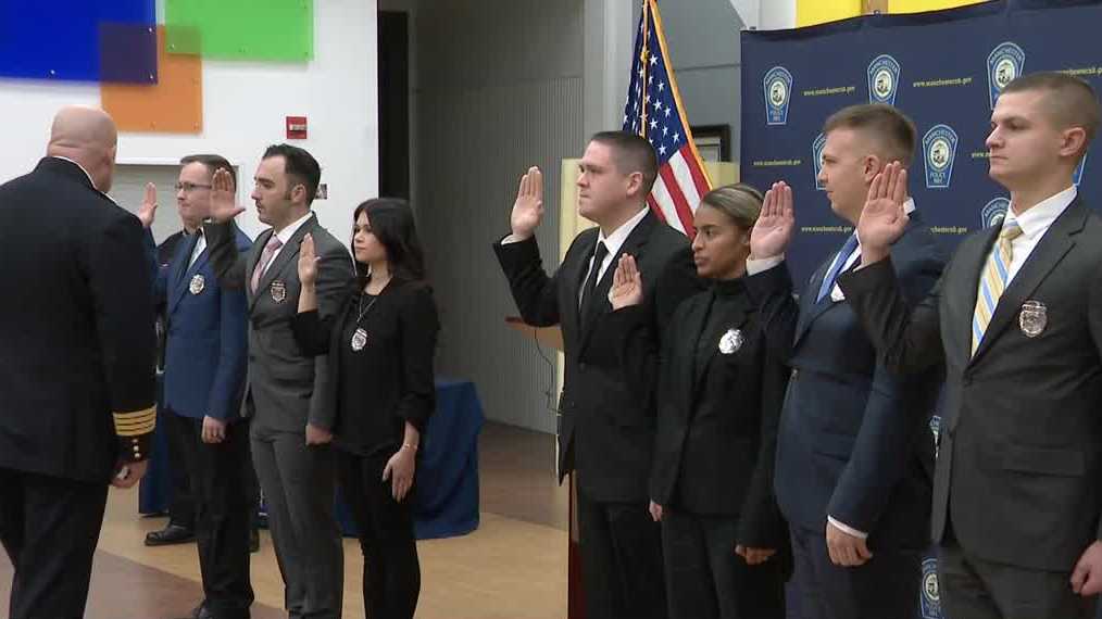Manchester, New Hampshire police swear in eight new officers