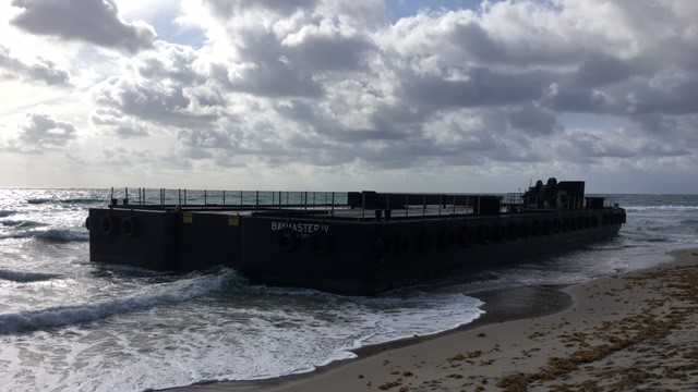 Barge washes ashore overnight on Singer Island