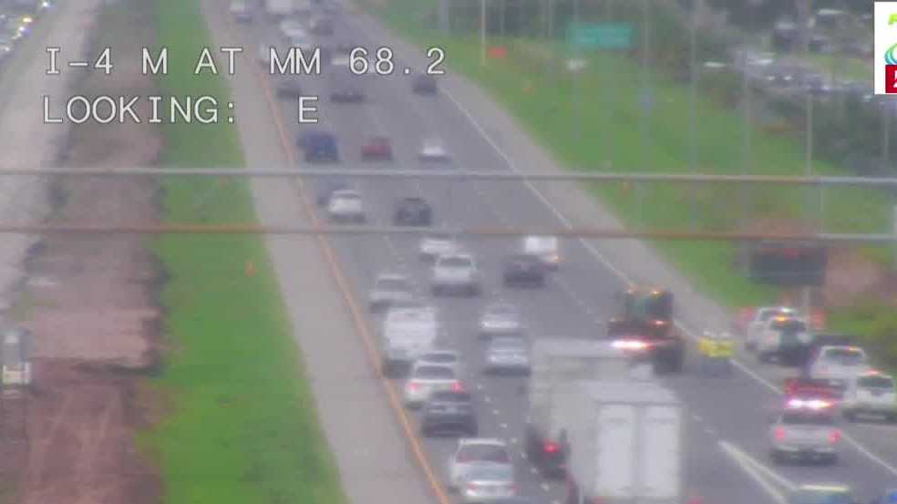Crews working to fix road depression on I-4 in Orange County