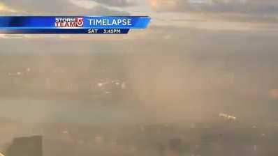 Timelapse shows smoke from Cambridge fire blow over Boston area