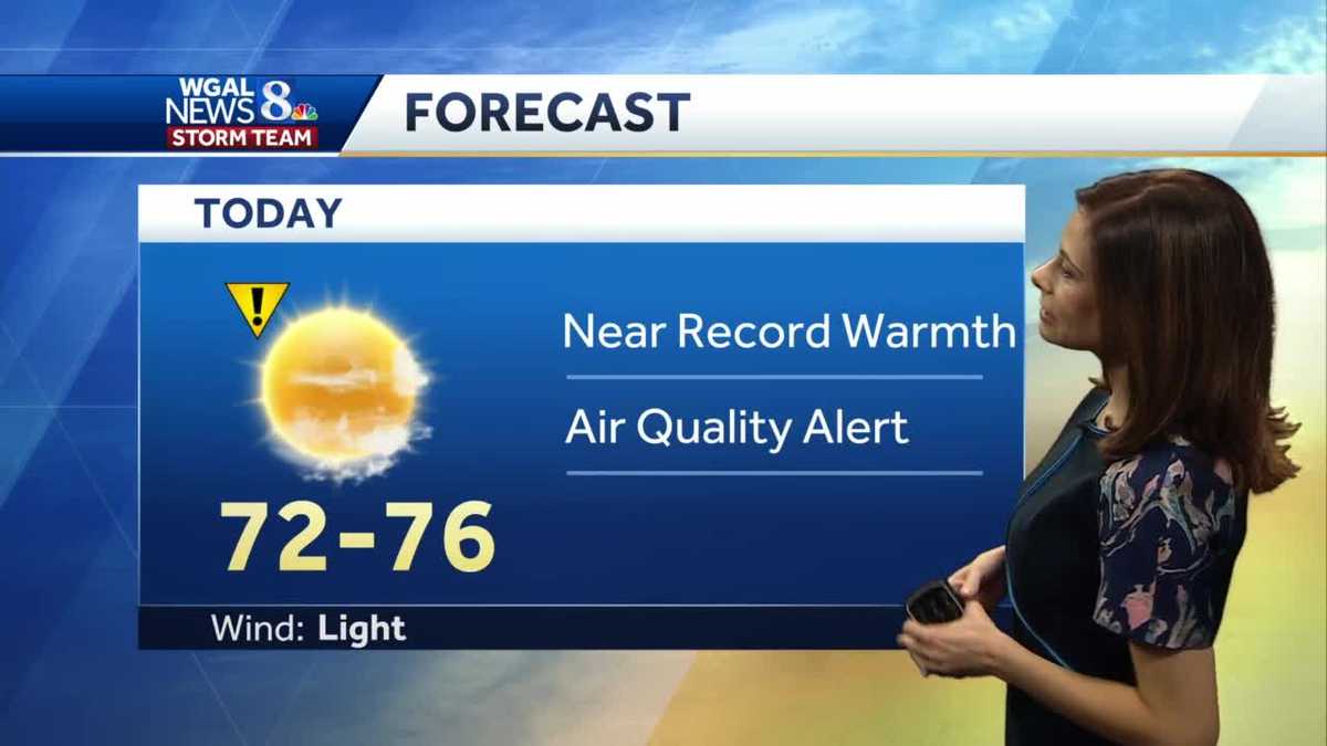 Near record warmth, air quality alert today