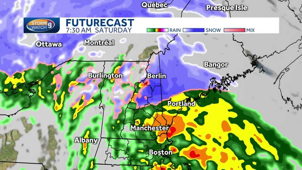 New Hampshire hourly weather maps: Track rain, snow for Saturday