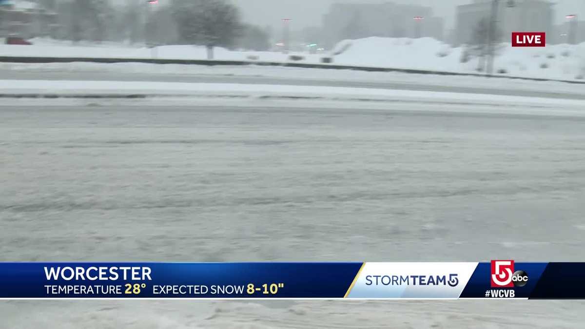 Slippery driving conditions in Worcester