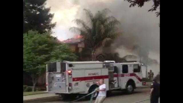 Raw video: Folsom home goes up in flames