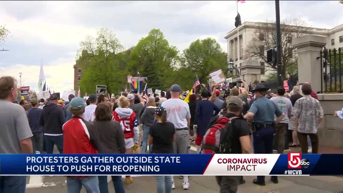 Protesters gather outside State House to push for reopening