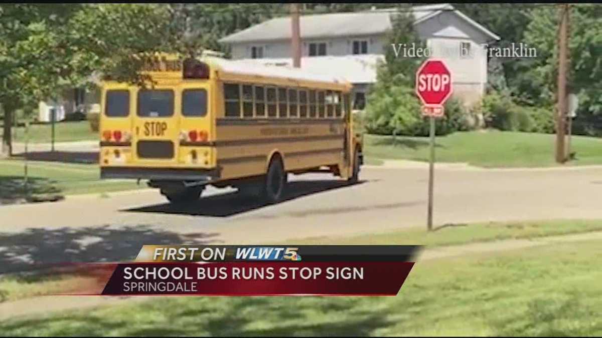 Video: School bus driver seen running stop sign with kids on bus