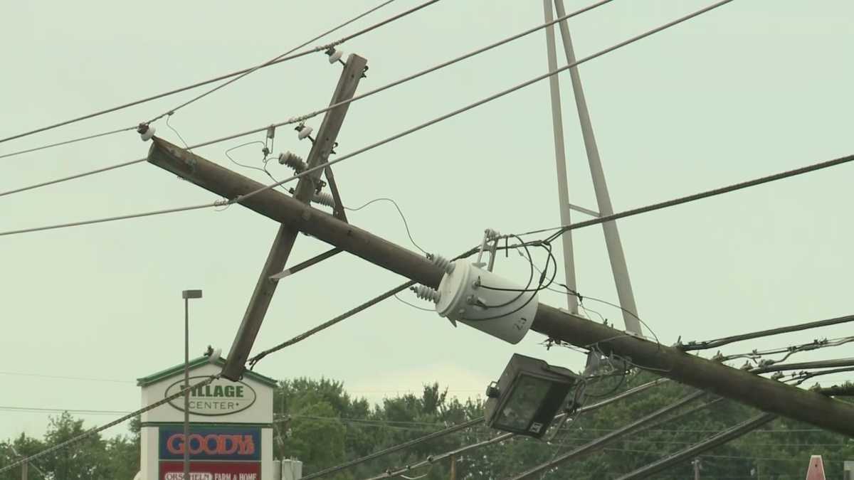 Several power line poles down due to storms in Seymour, Indiana