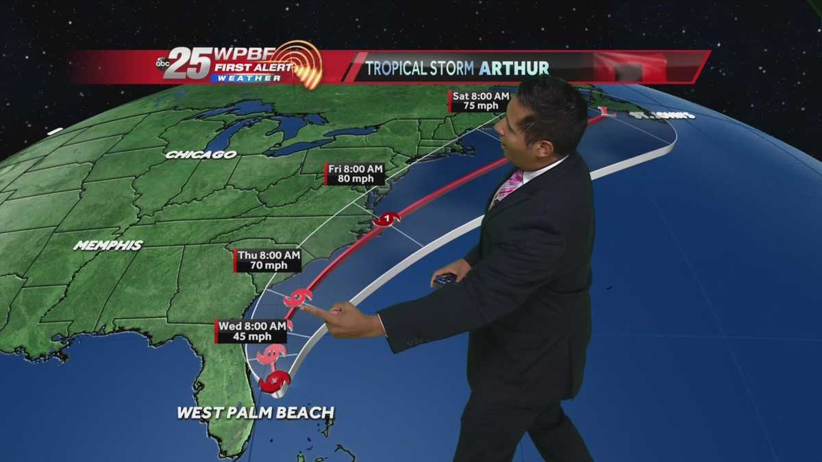 Tracking Tropical Storm Arthur off coast of Florida