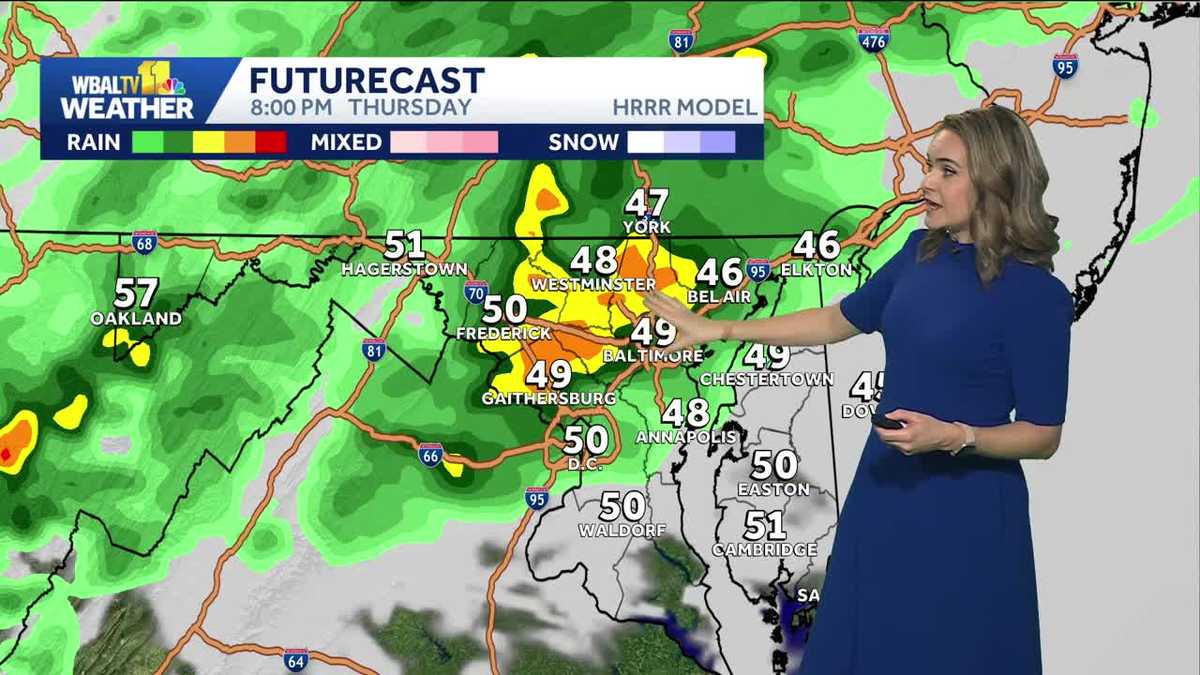 Baltimore weather: Rain and thunder Thursday evening