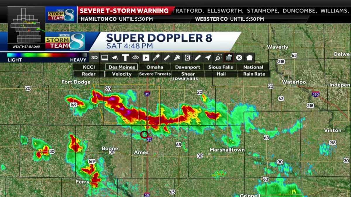 Severe storm update: Storms north of Ames force delay