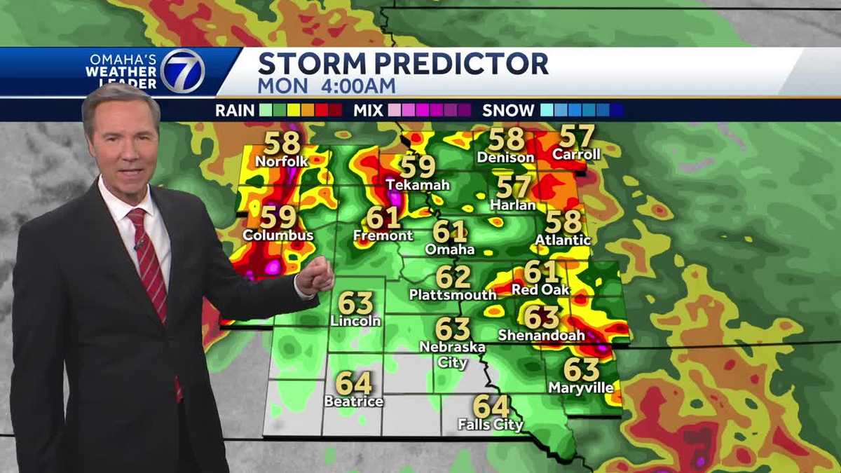 Overnight rain in the Omaha forecast, some thunder, not as cool