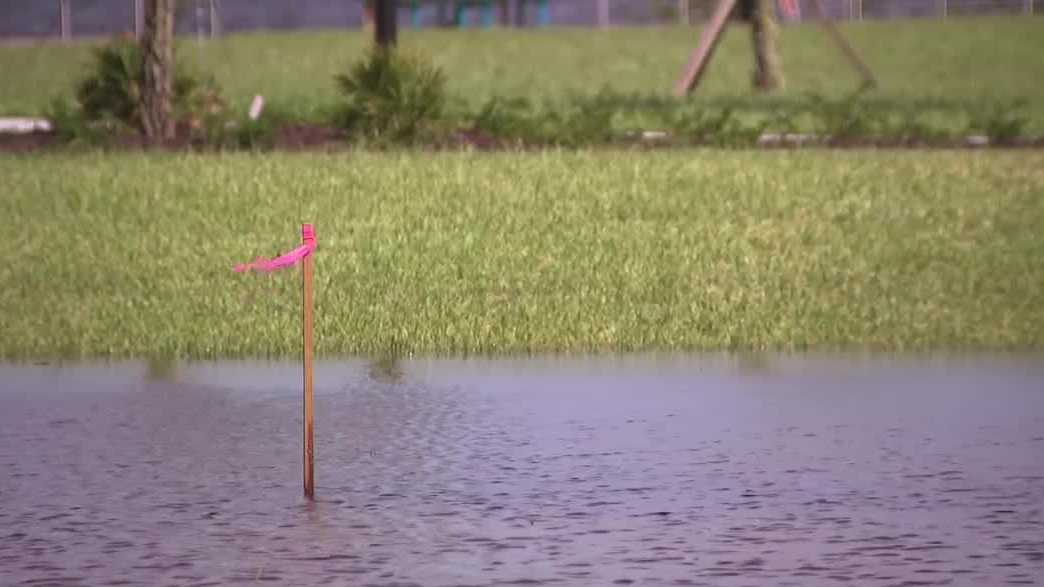 Puddles pooling up at newly renovated Jaycee Park