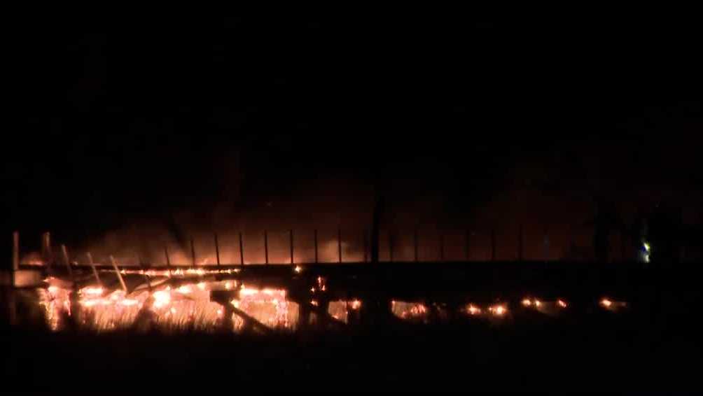 Rail bridge partially collapses after fire in Stratham, NH