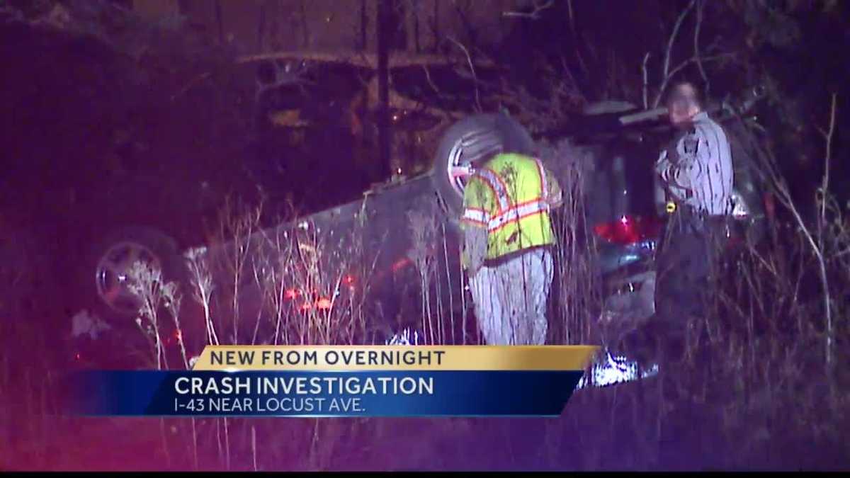 Rollover crash reported on I-43 at Locust