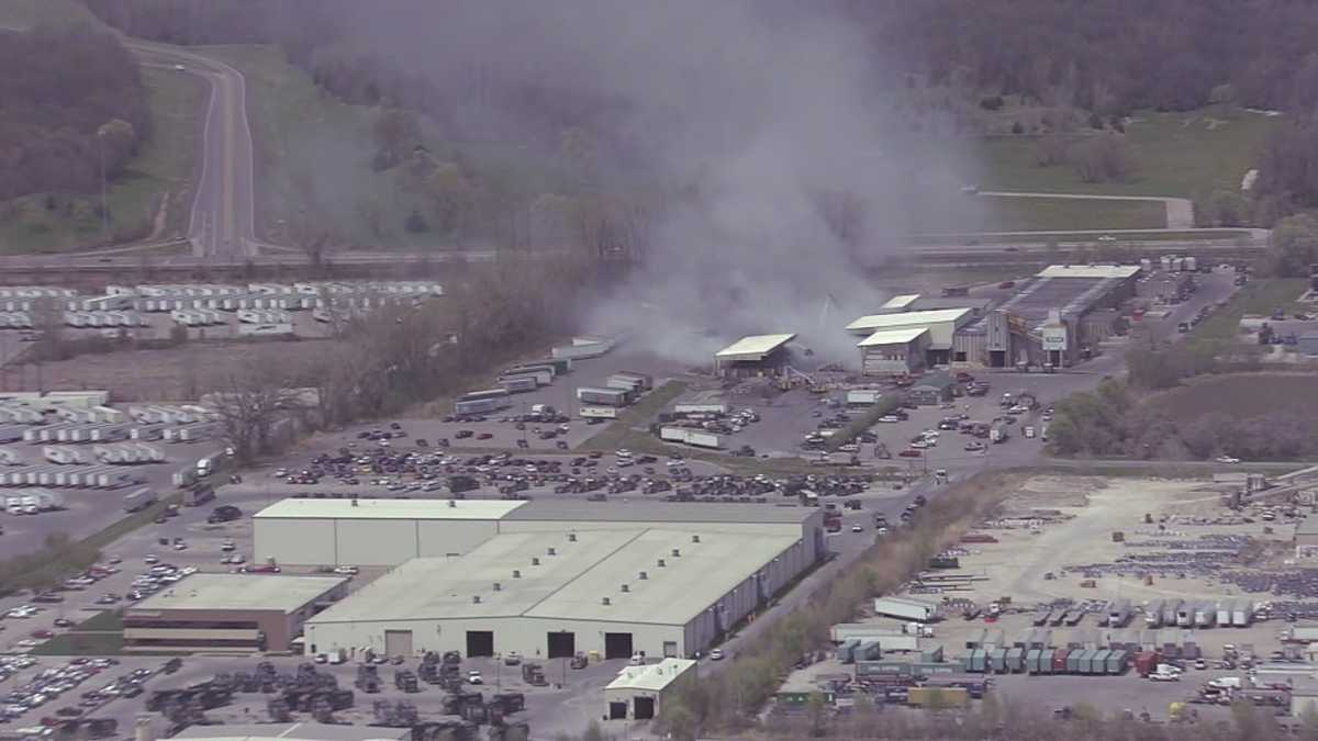 Smoky fire burns at metro recycling plant