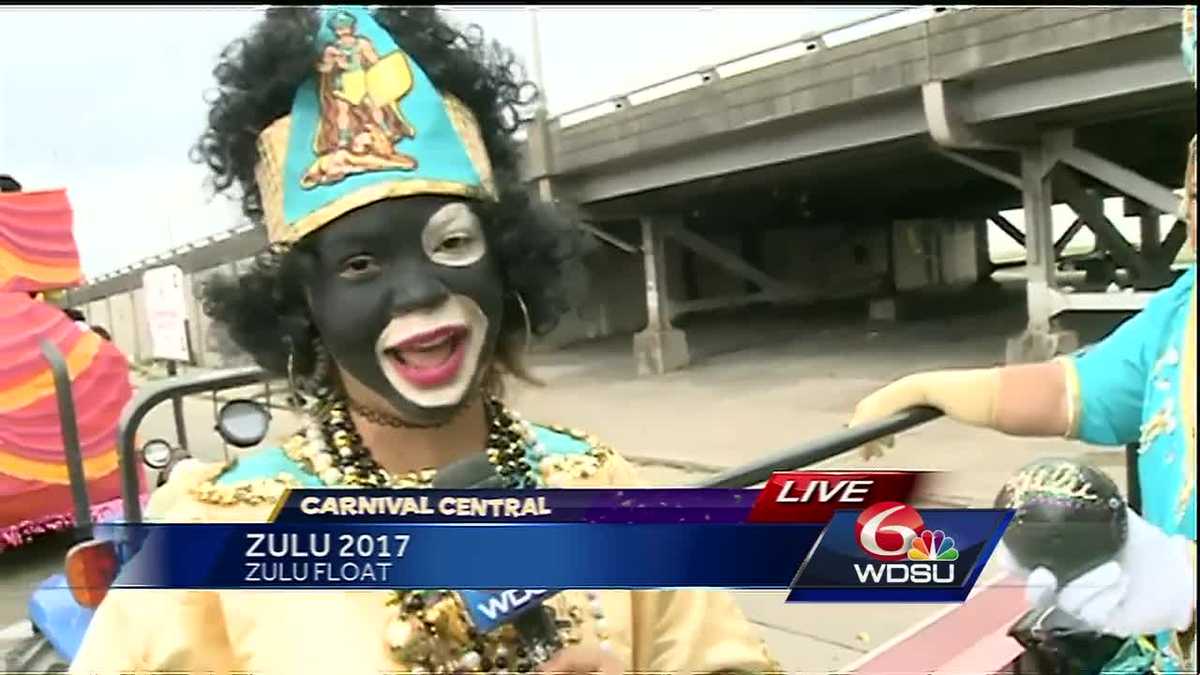 Kellie Brown jumps on Zulu float for Mardi Gras 2017
