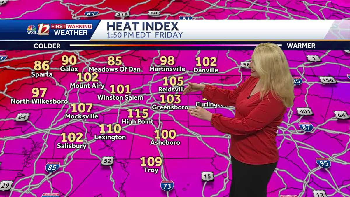 Steamy and Stormy Saturday, Heat Advisory in North Carolina
