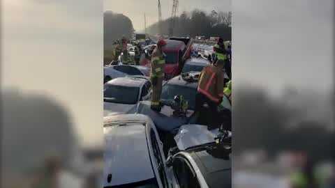 Fog and ice cause 69 vehicles to pile up on a highway in Virginia