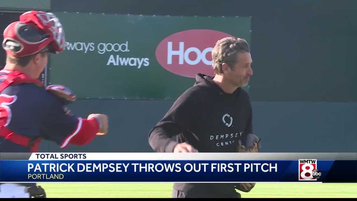 Patrick Dempsey tosses out opening pitch at Hadlock Field
