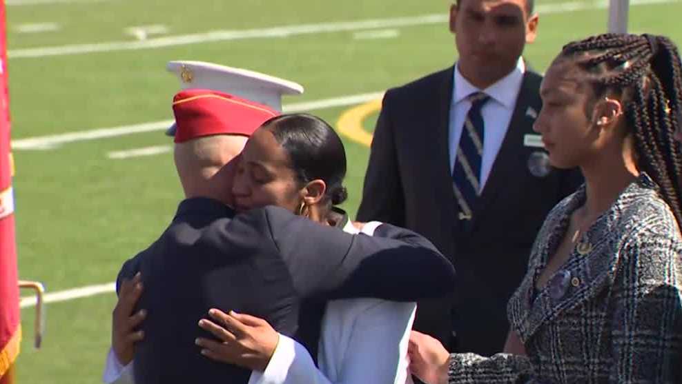 Gold Star families embrace as final respects paid to fallen Marine
