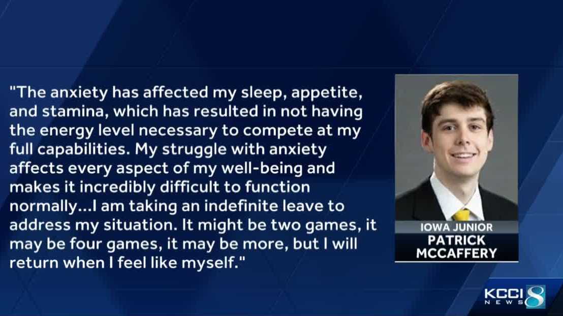 Iowa's Patrick McCaffery to take mental pause