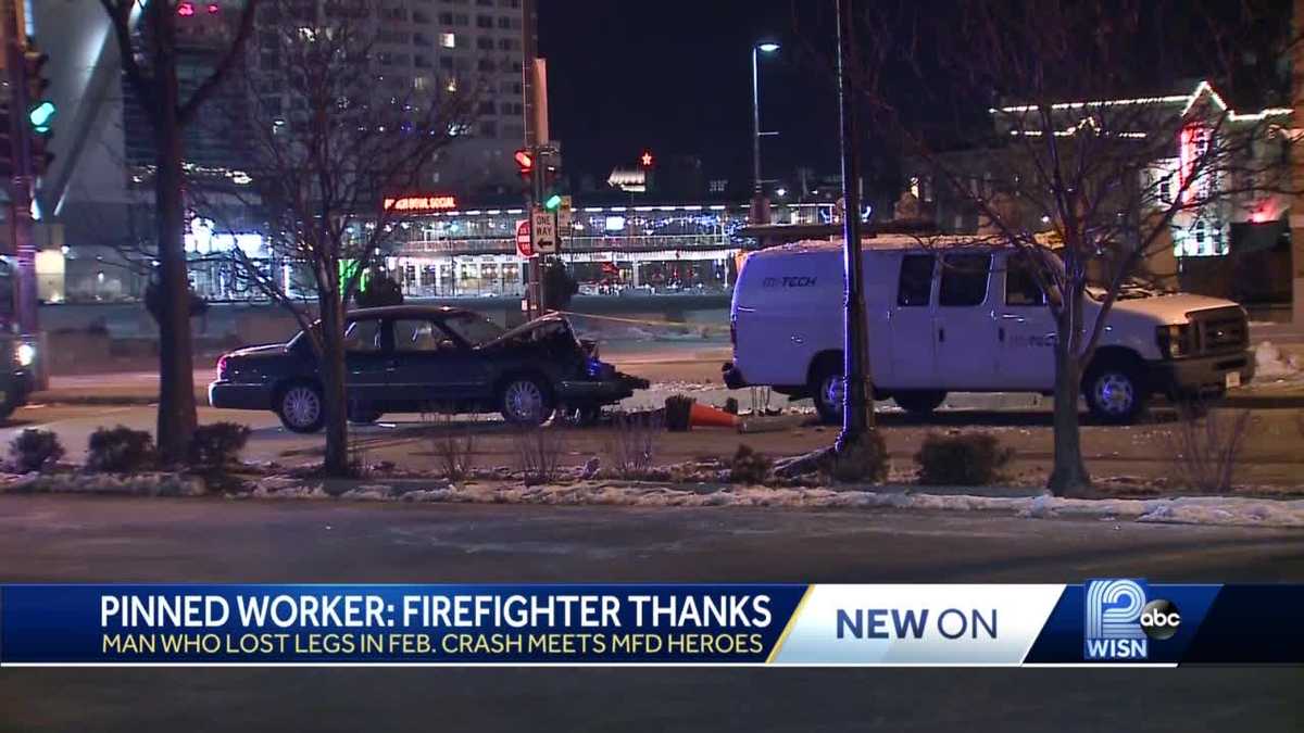 Utility worker hurt in crash thanks firefighters who rescued him