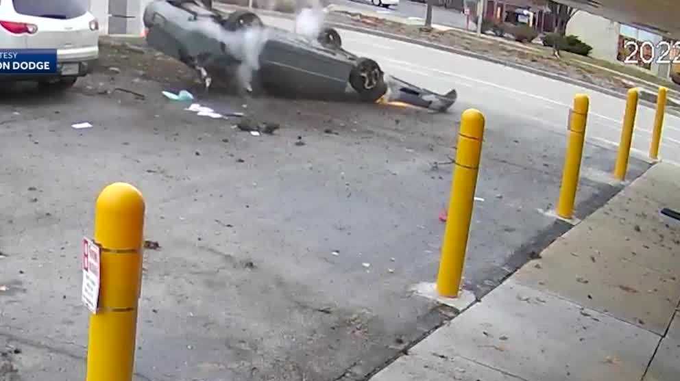 Rollover crash caught on camera