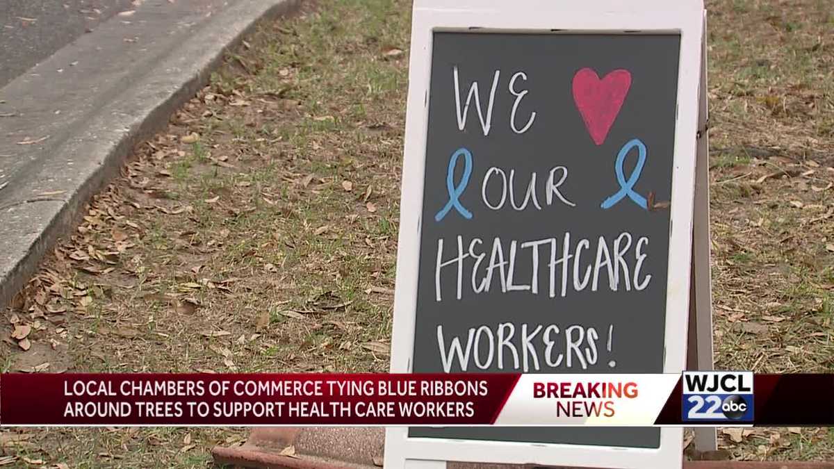 Blue ribbons show support to our health care workers and first ...